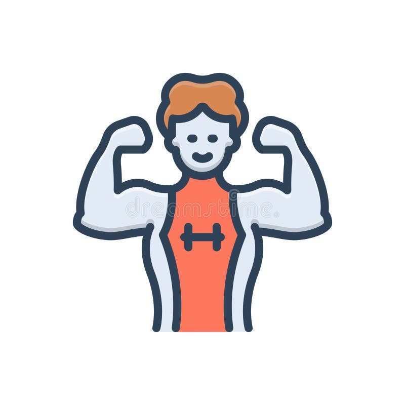 Powerful Muscular Athletes Icons for GYM Logos. Masculine Figures ...
