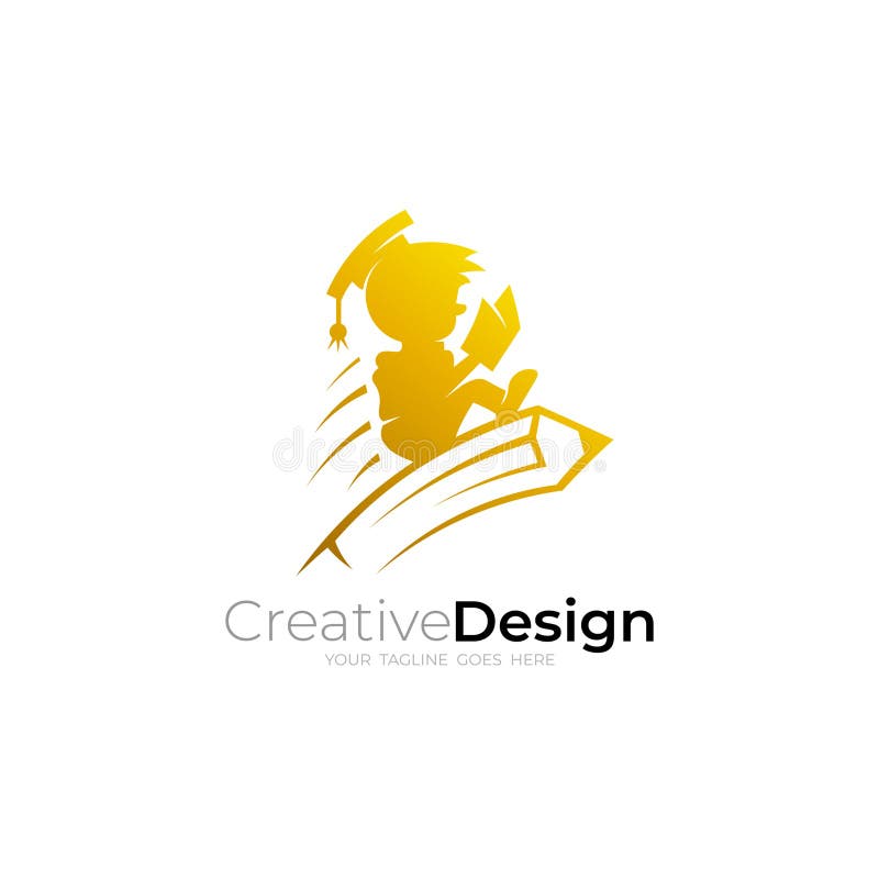 Icon of Student Reading a Book and Sitting on a Pencil Stock Vector ...