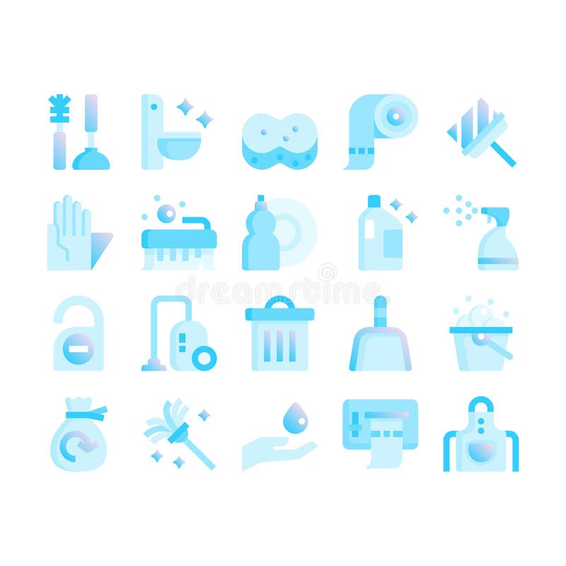 Cleaning Gradient Flat Icons Stock Vector - Illustration of icon, flush ...