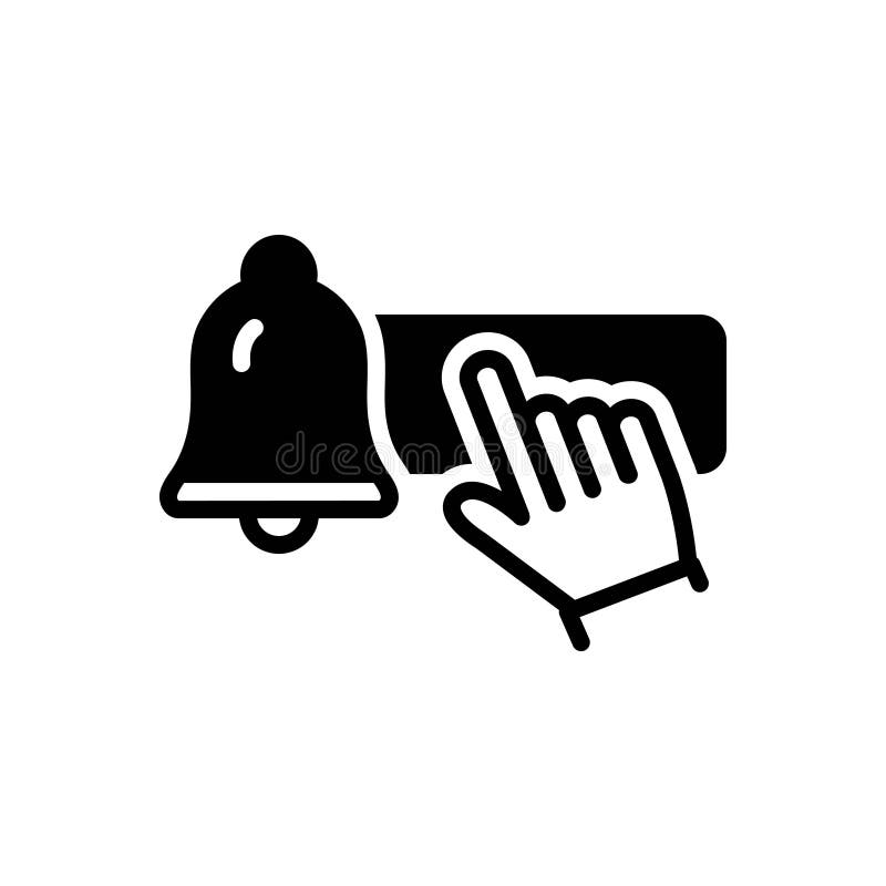 Black Solid Icon for Subscribe, Bell and Finger Stock Illustration ...