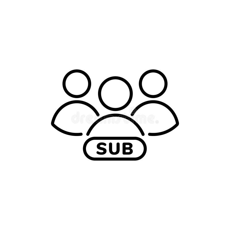 Icon of Subscription Group with Three People and Sub Button in ...