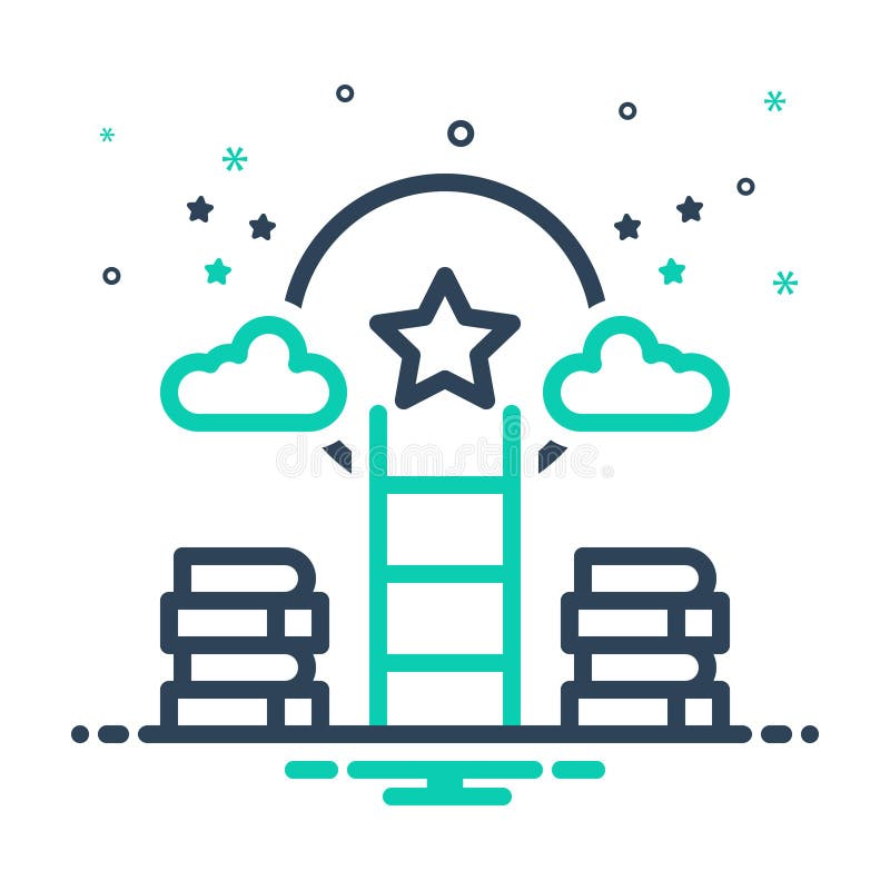Mix Icon for Success, Book and Ladder Stock Vector - Illustration of ...