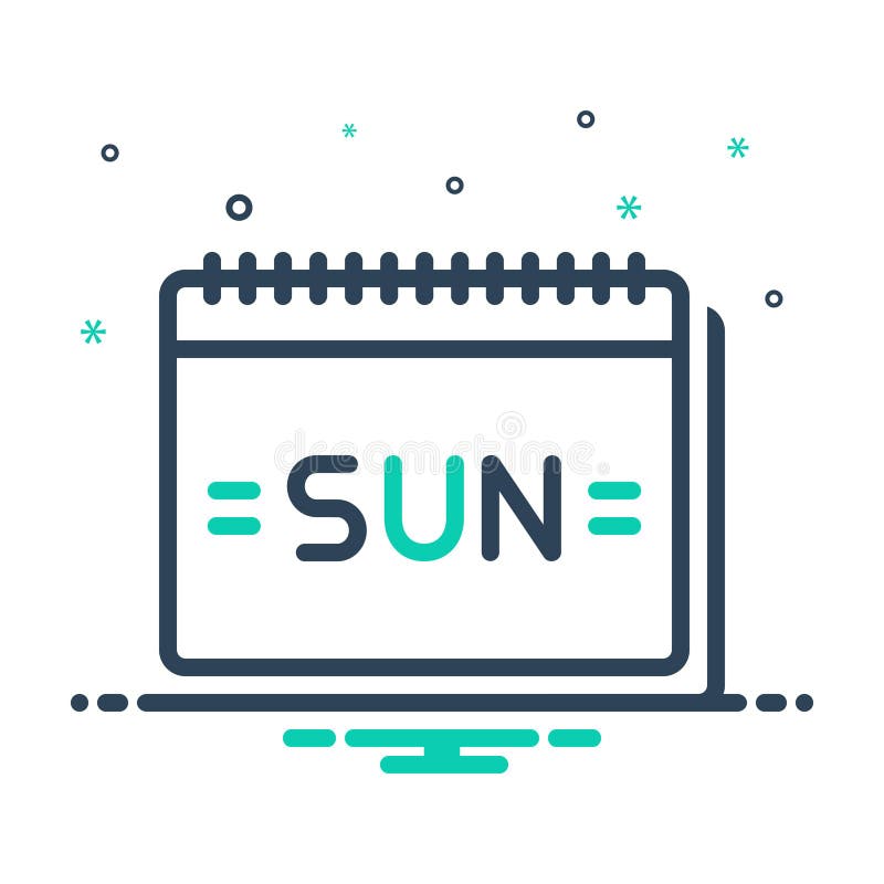 Mix Icon for Sunday, Last Day of the Week and Holiday Stock Vector ...