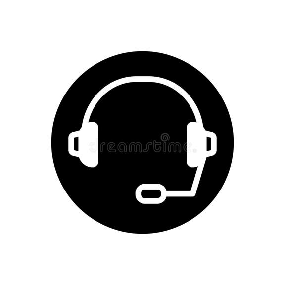 Black Solid Icon for Support, Headset and Headphone Stock Vector ...