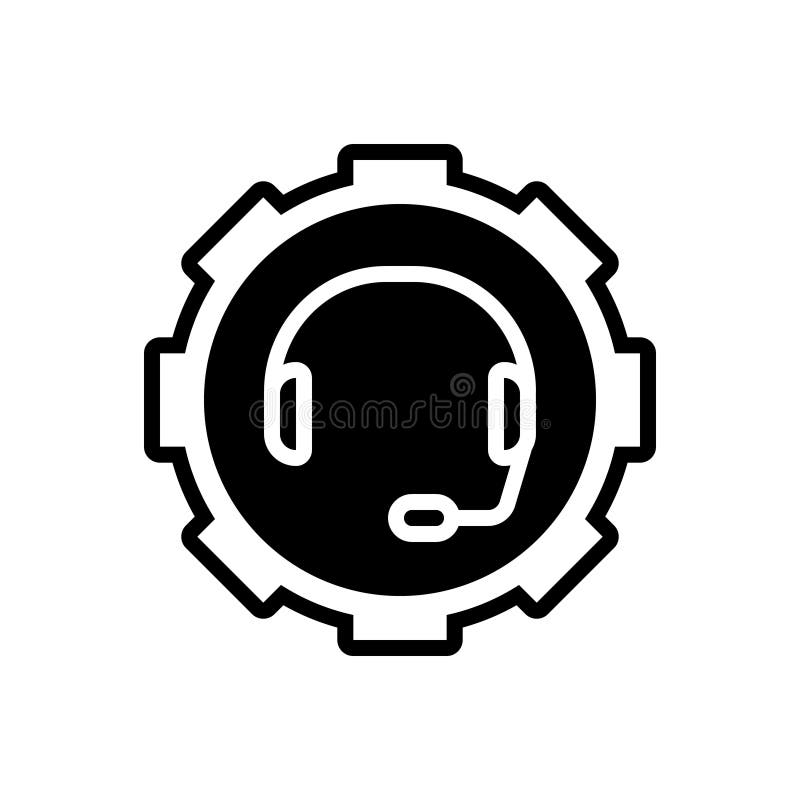 Black Solid Icon for Support, Headset and Headphone Stock Vector ...