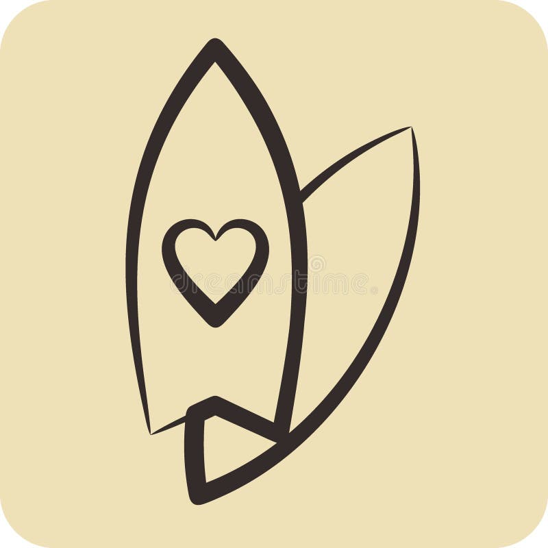 Icon Surf. Suitable for Summer Symbol. Hand Drawn Style. Simple Design ...