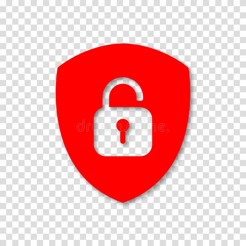 Icon or Symbol of a Shield with a Opened Padlock. Sign Unlock on a ...