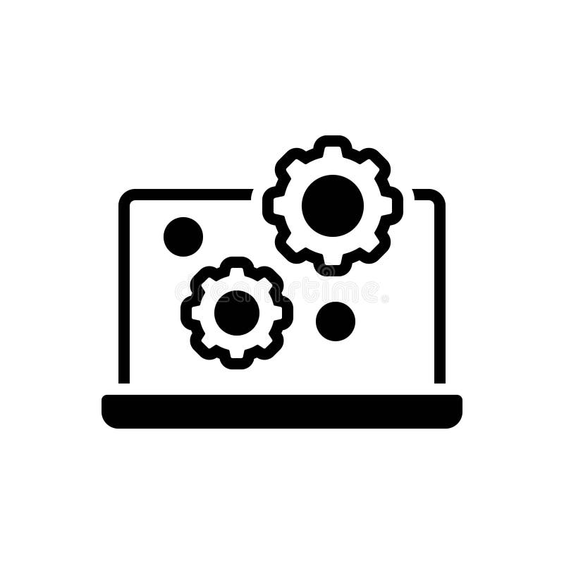 Black Solid Icon for System, Cogwheel and Setting Stock Illustration ...