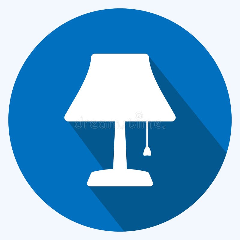 Icon Table Lamp. Suitable for Home Symbol. Long Shadow Style. Simple ...