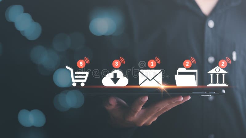 Icon on Tablet Show Notifications of New Messages,internet Application ...