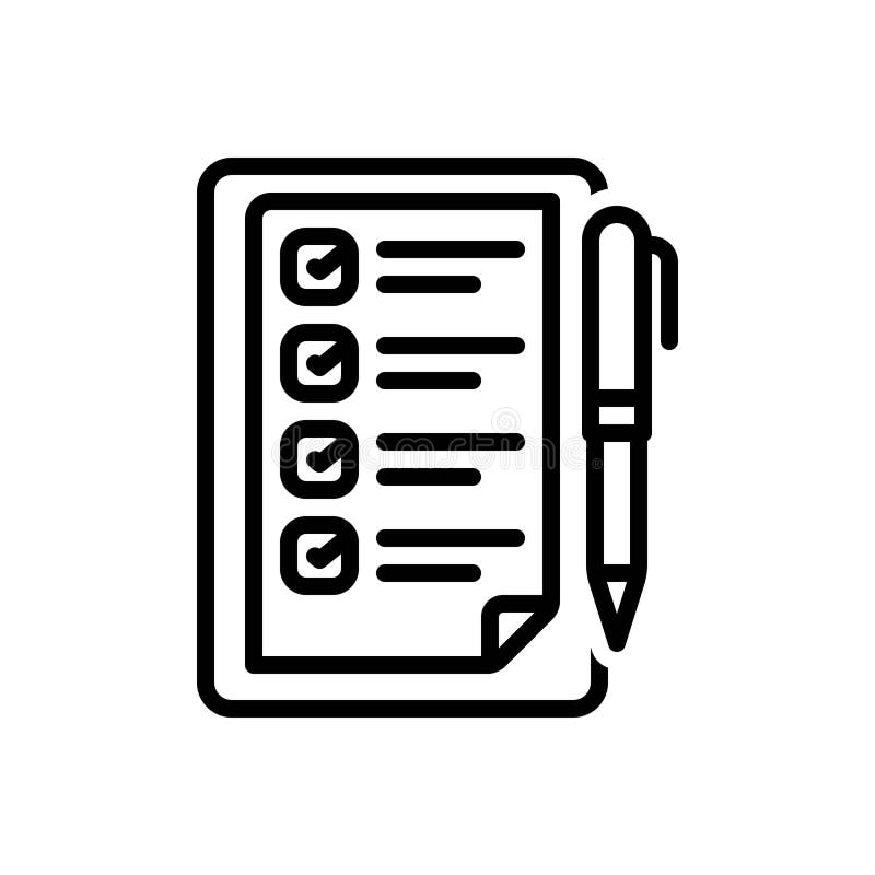 Black Line Icon for Task, Check and Paper Stock Vector - Illustration ...