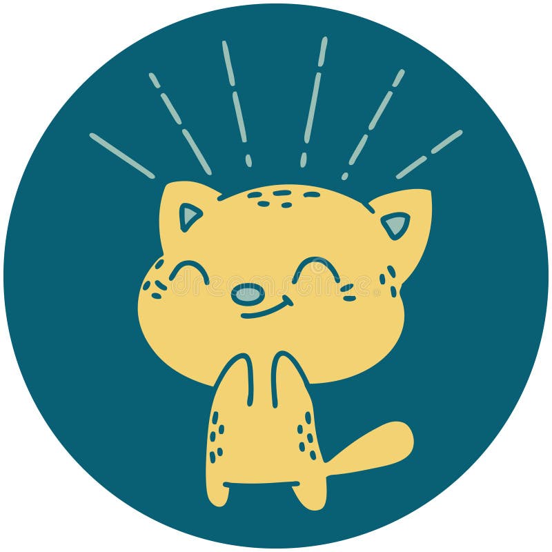 Icon of Tattoo Style Happy Cat Stock Vector - Illustration of happy ...