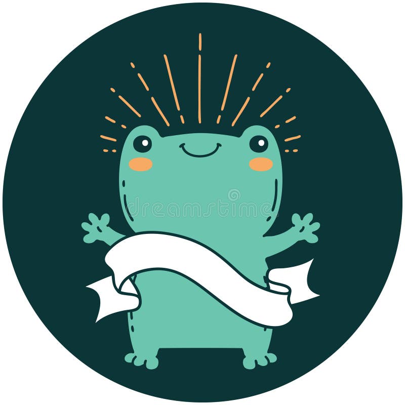 Icon of Tattoo Style Happy Frog Stock Vector - Illustration of icon ...
