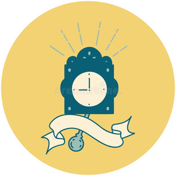 Icon of Tattoo Style Ticking Clock Stock Vector - Illustration of ...