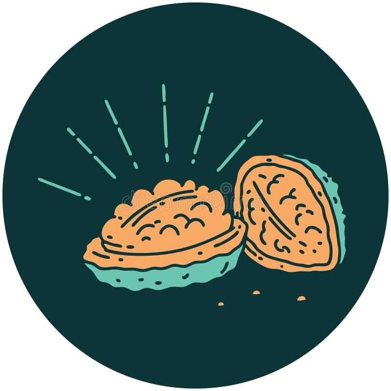 Icon of Tattoo Style Walnuts with Shell Stock Vector - Illustration of ...