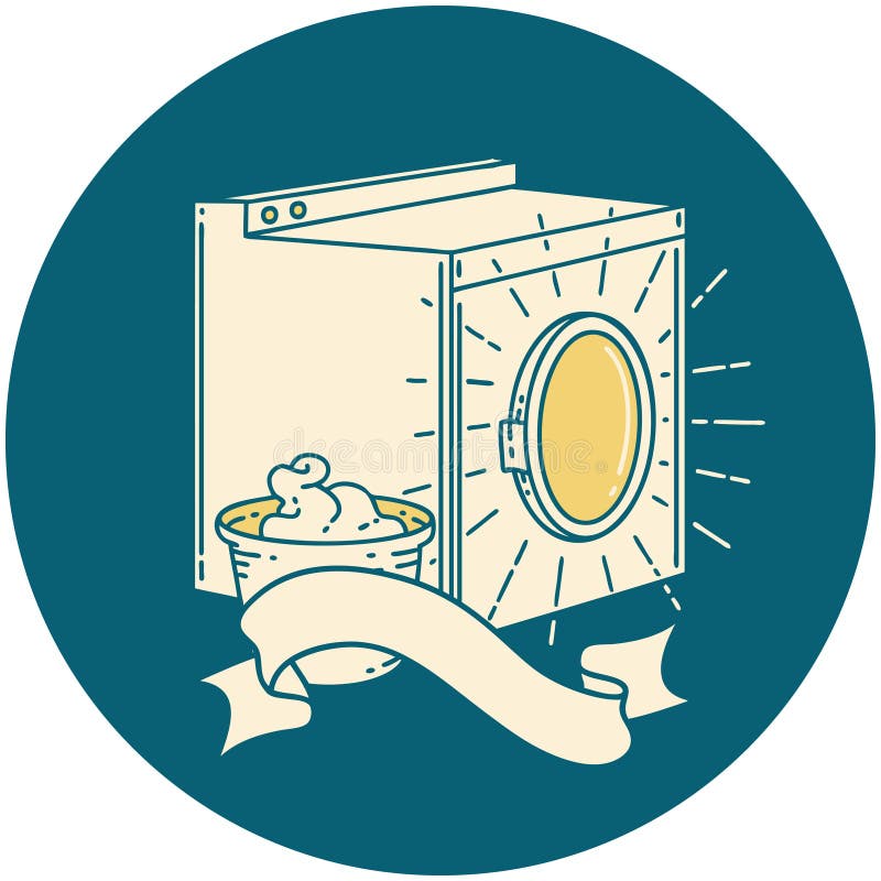 Icon of Tattoo Style Washing Machine Stock Vector - Illustration of ...