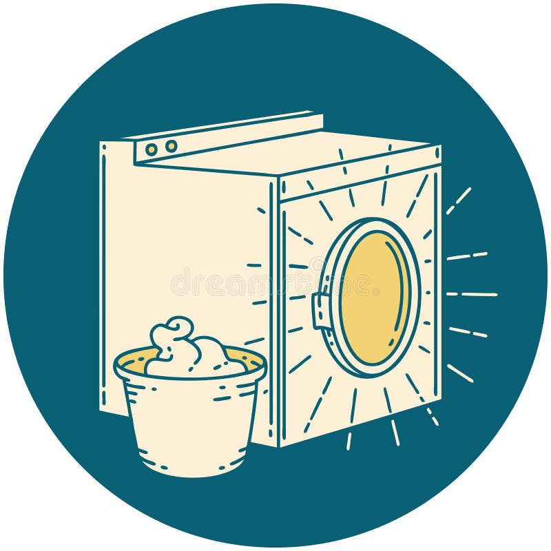Icon of Tattoo Style Washing Machine Stock Vector - Illustration of ...