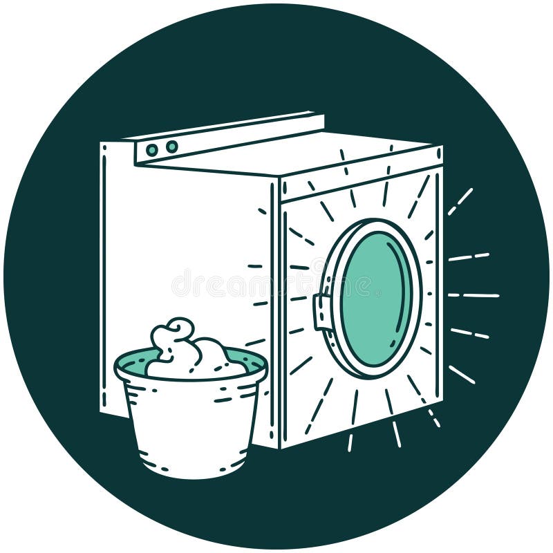 Icon of Tattoo Style Washing Machine Stock Vector - Illustration of ...