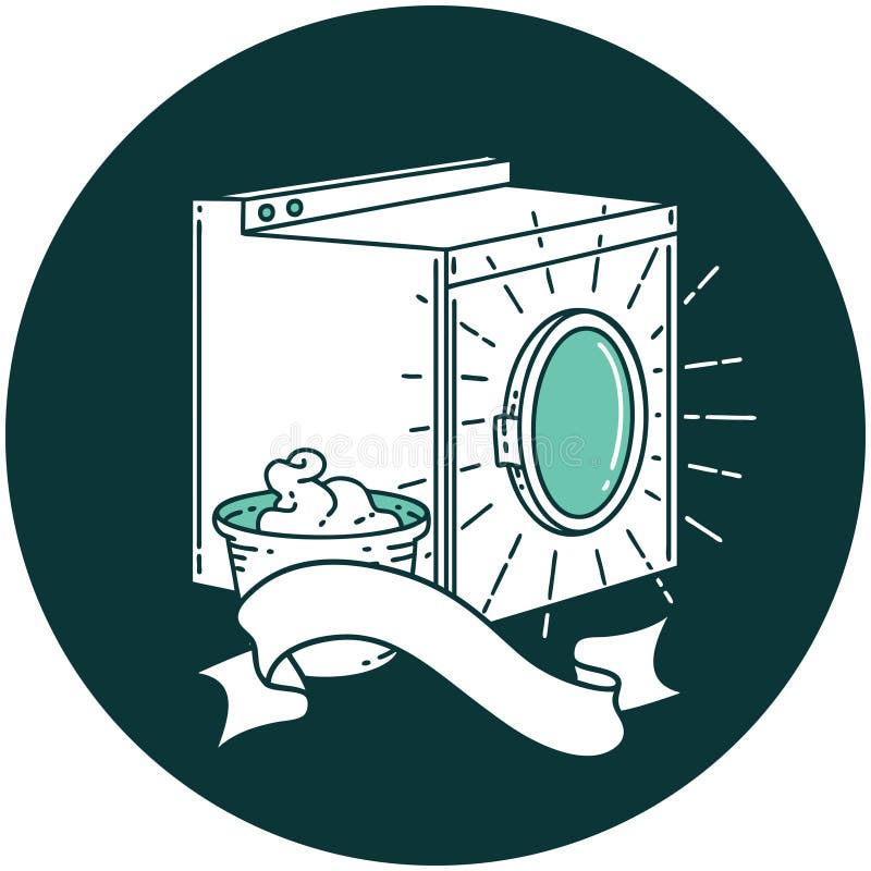Icon of Tattoo Style Washing Machine Stock Vector - Illustration of ...