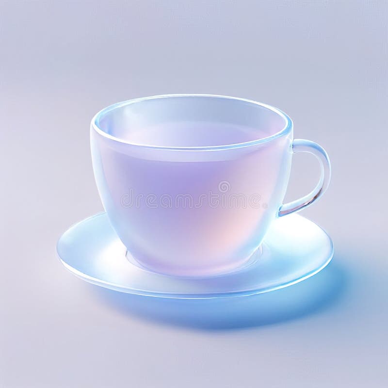 Icon of Teacup, Glossy Glass Style Illustration Stock Illustration ...