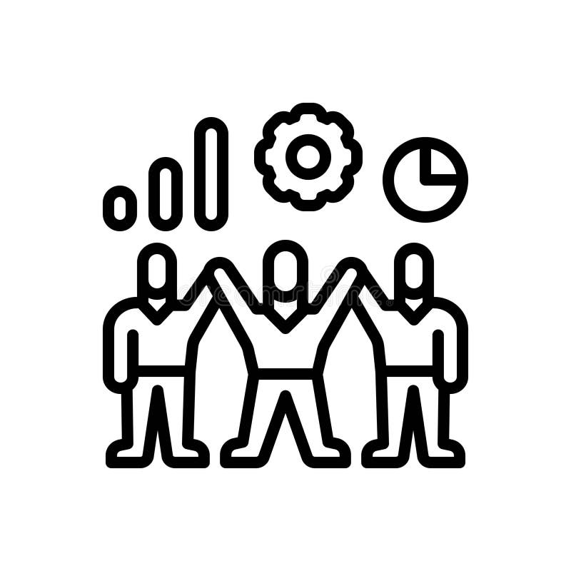Black Line Icon for Teamwork, Team and Workforce Stock Illustration ...