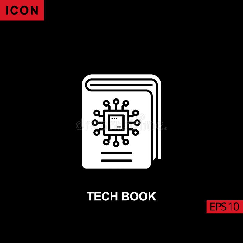 Icon Tech Book with Circuit Board Processor. Filled, Glyph or Flat ...