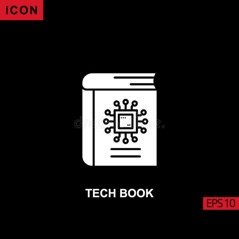 Icon Tech Book with Circuit Board Processor. Filled, Glyph or Flat ...