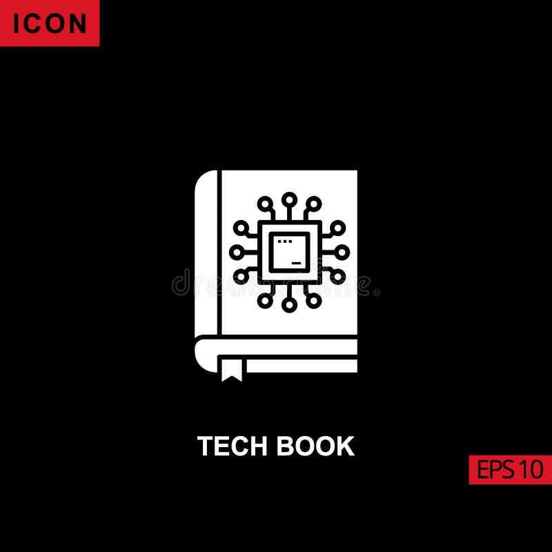 Icon Tech Book with Circuit Board Processor. Filled, Glyph or Flat ...