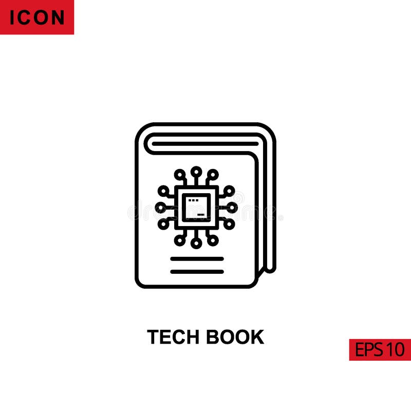 Icon Tech Book with Circuit Board Processor. Outline, Line, Lineal or ...