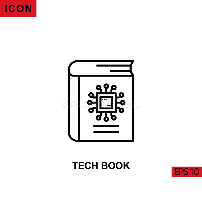 Icon Tech Book with Circuit Board Processor. Outline, Line, Lineal or ...