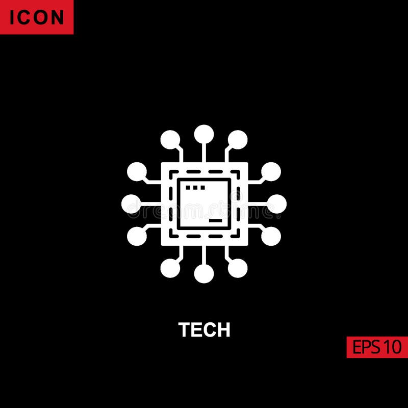 Icon Tech with Circuit Board Processor. Outline, Line, Lineal or Linear ...