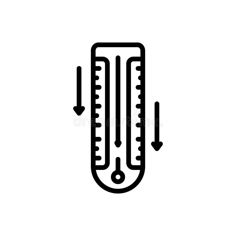Black Line Icon for Temperature Decrease, Temperature and Weather Stock ...