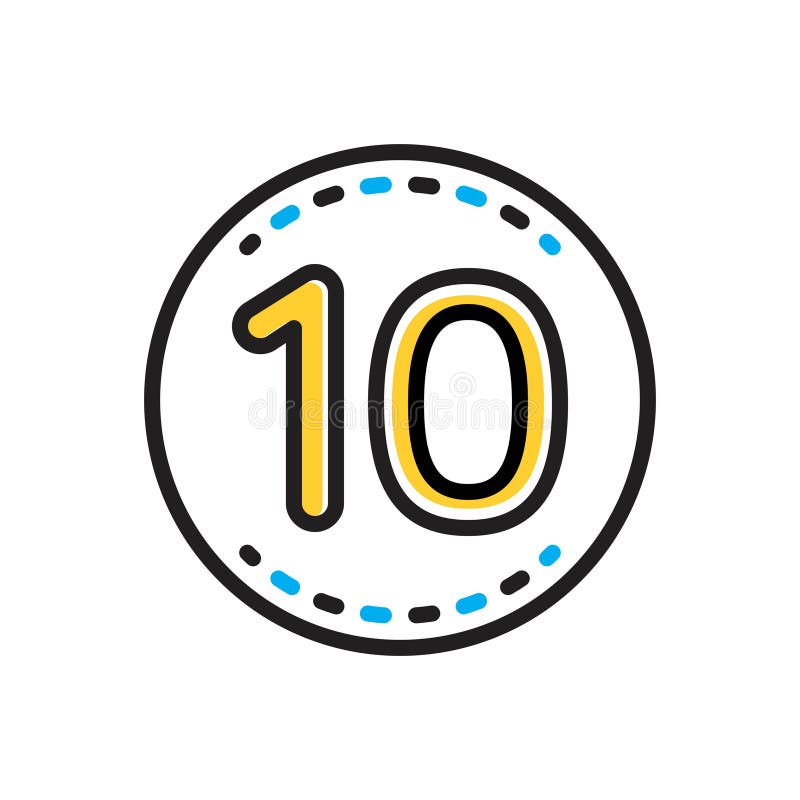 Multi Color Icon for Ten, Number and Dicker Stock Illustration ...