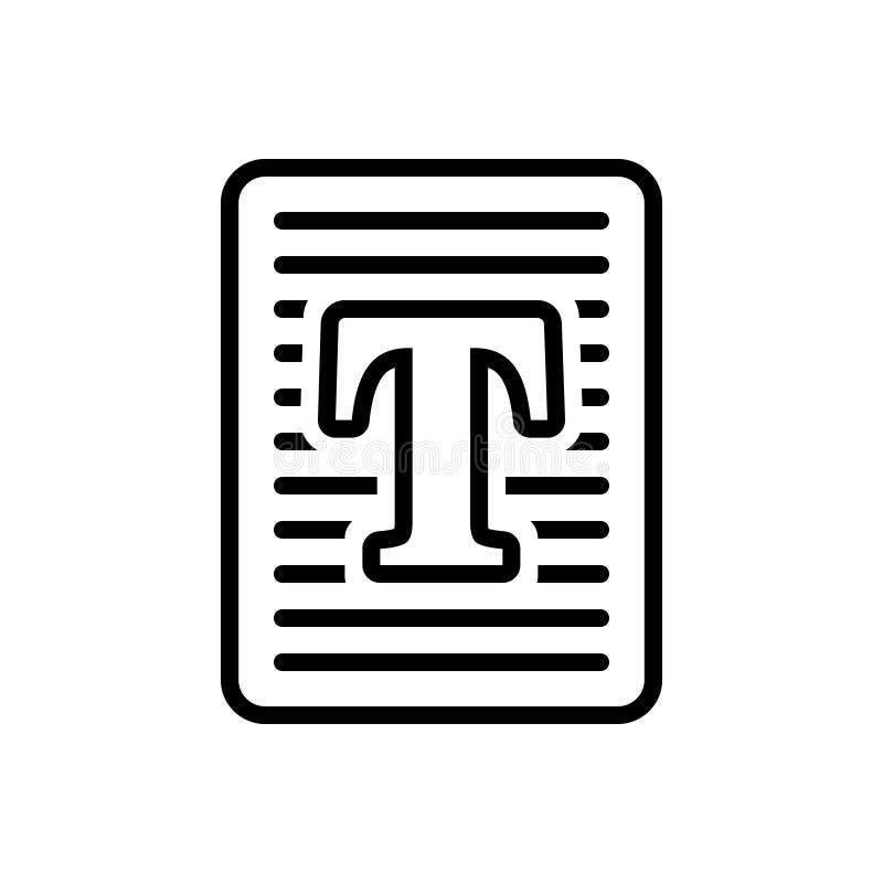Black Line Icon for Text, Letter and Document Stock Vector ...