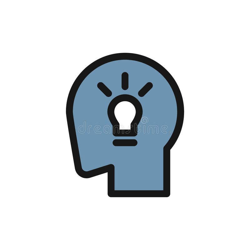 Icon Thinking Head with Idea Bulb Stock Vector - Illustration of smart ...