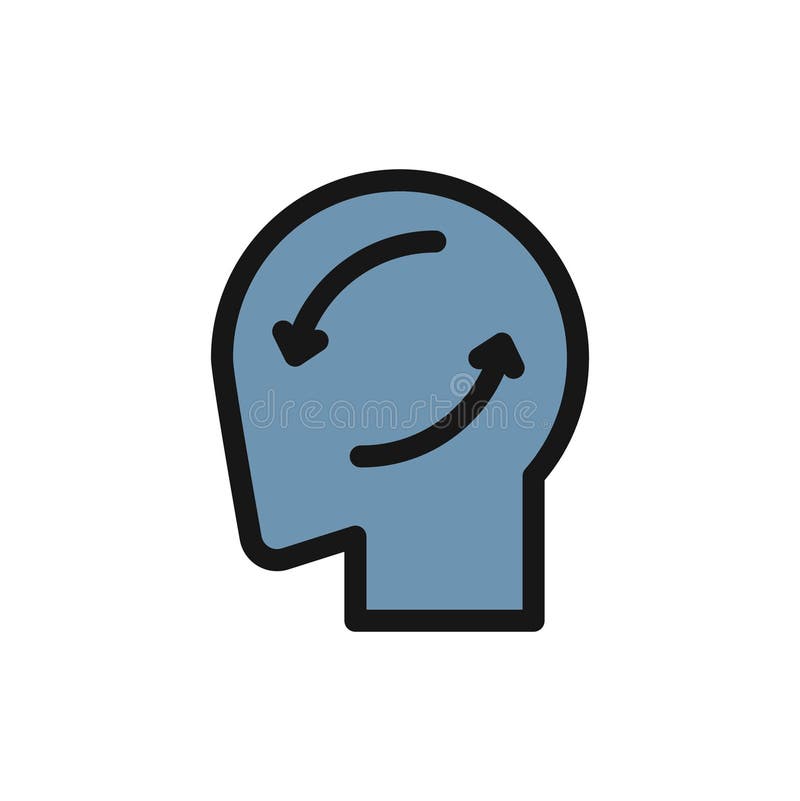 Icon Thinking Head Rotation Arrow Stock Illustration - Illustration of ...