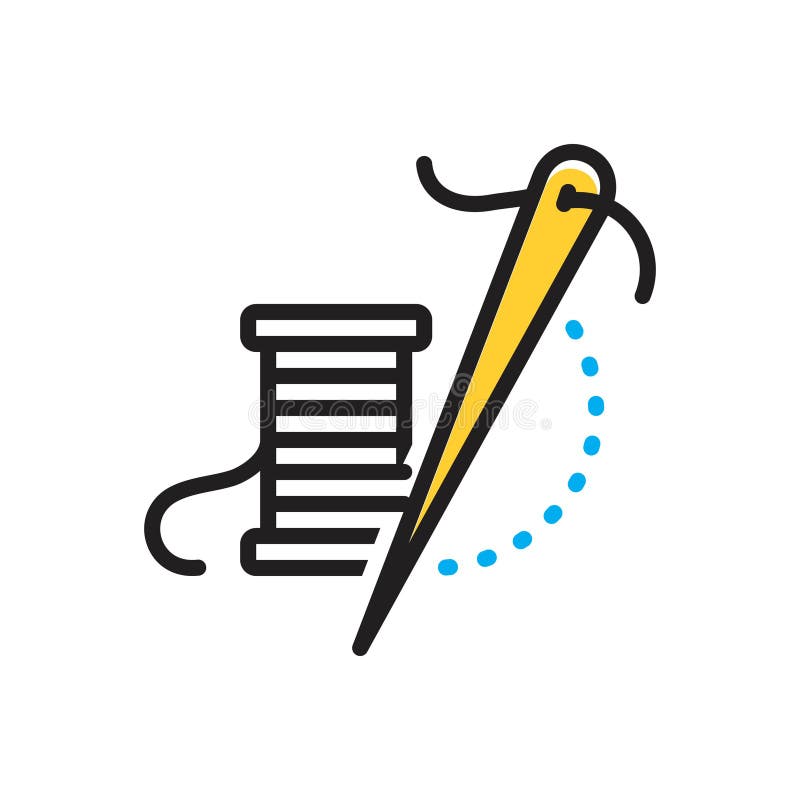 Multi Color Icon for Thread Needle, Thread and Dress Stock Illustration ...