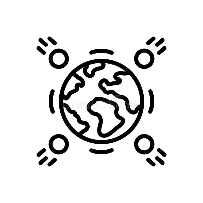 Black Line Icon for Throughout, Everywhere and Around Stock ...