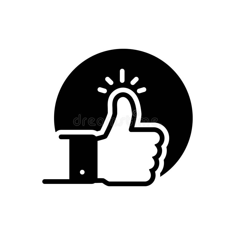 Black Solid Icon for Thumbs Up, Approval and Okay Stock Illustration ...