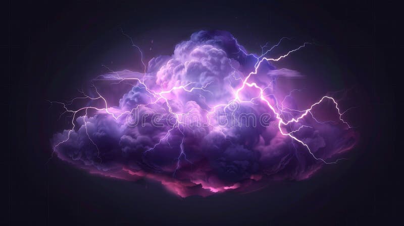 An Icon of a Thunderstorm Cloud with Lightning, Isolated on a ...