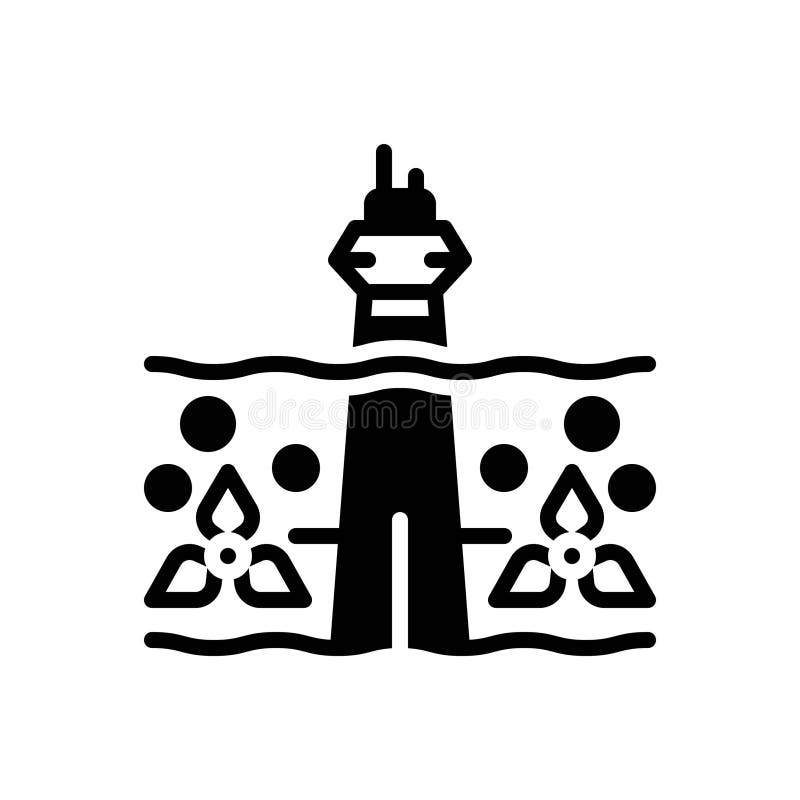 Black Solid Icon for Tidal Power, Tidal and Hydro Stock Illustration ...