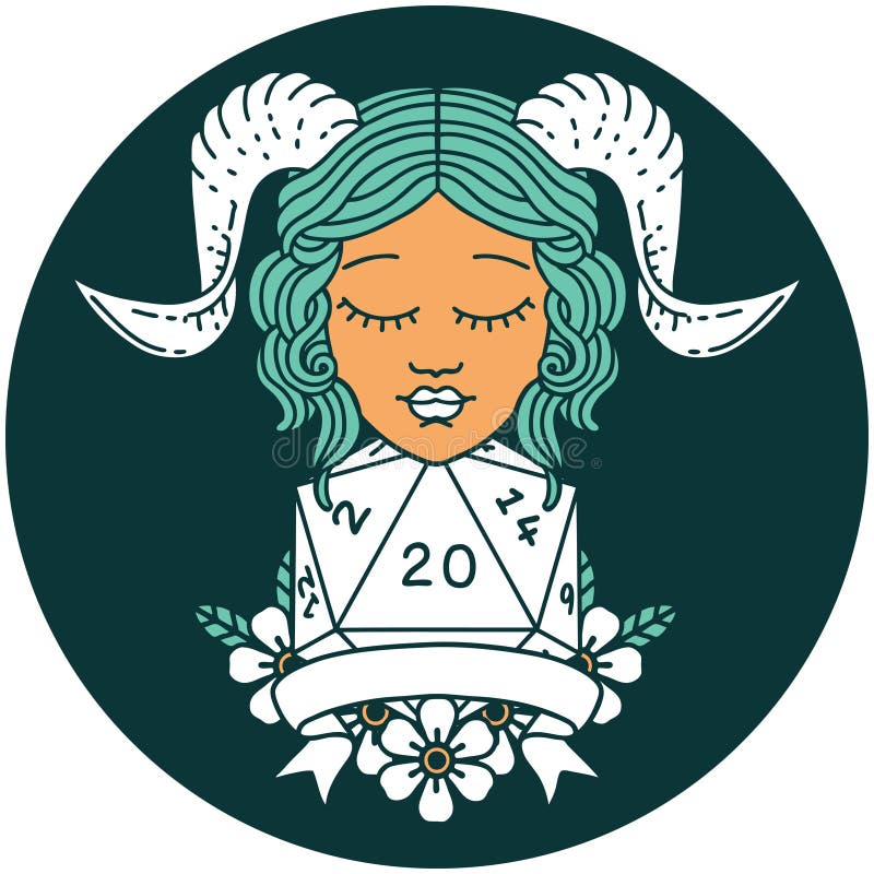 Tiefling with Natural 20 D20 Roll Icon Stock Vector - Illustration of ...