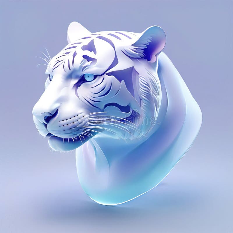 Icon of Tiger, Glossy Glass Style Stock Illustration - Illustration of ...