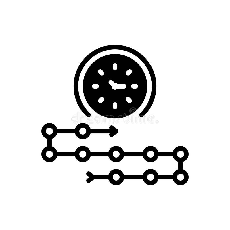 Black Solid Icon for Timeline, Progress and Clock Stock Illustration ...