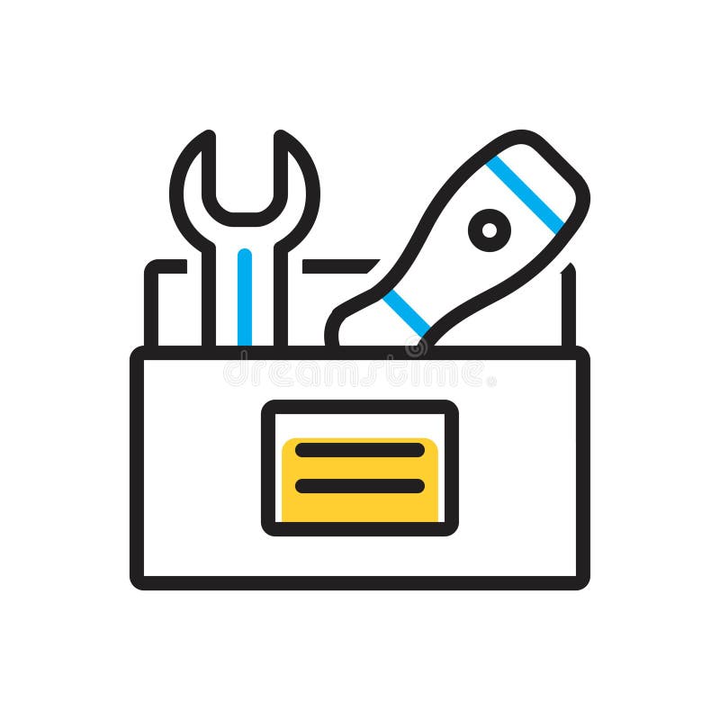 Multi Color Icon for Toolbox, Calibrating and Wrench Stock Illustration ...
