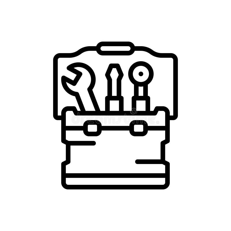 Black Line Icon for Toolbox, Toolkit and Hammer Stock Vector ...