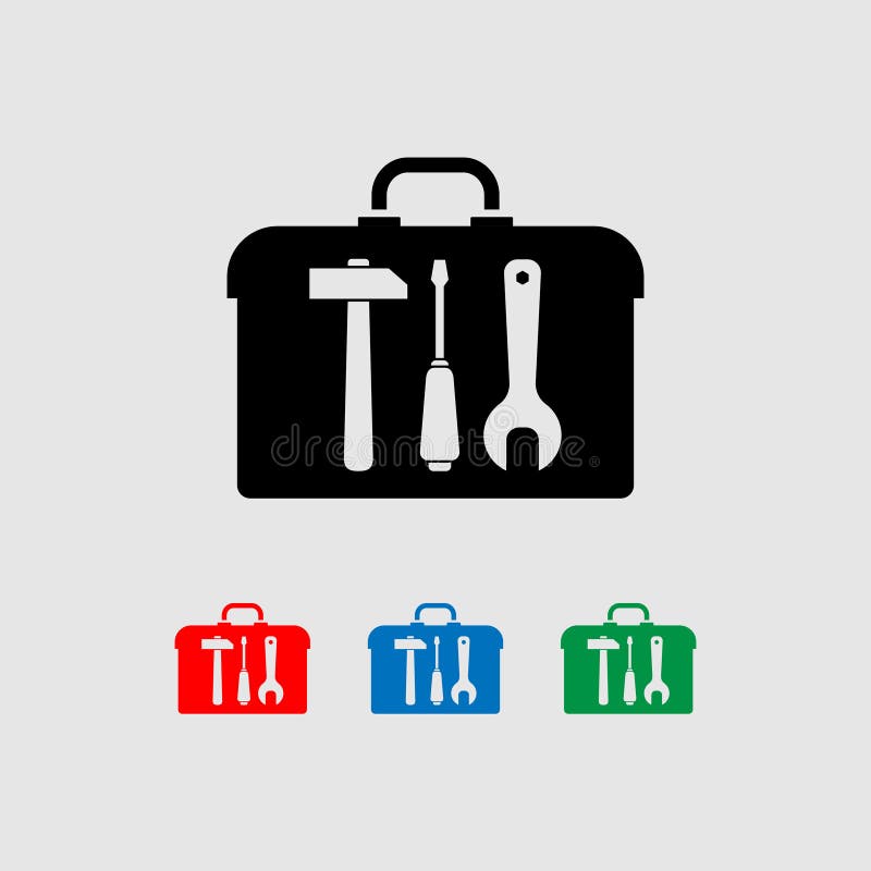 Icon Toolbox with Tools Hammer, Screwdriver, Wrench Stock Vector ...