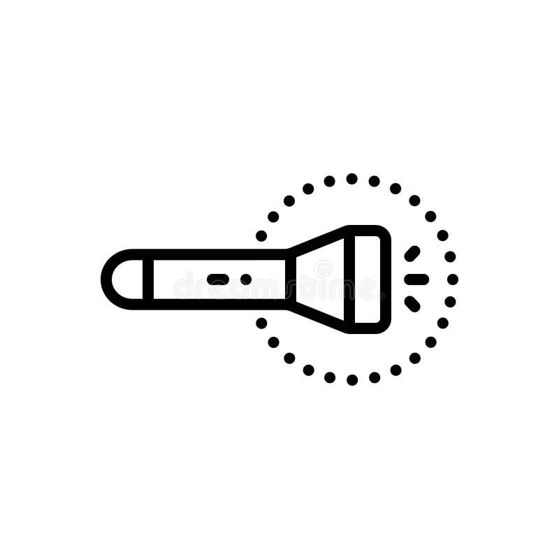 Black Line Icon for Torch, Flashlight and Electric Stock Illustration ...