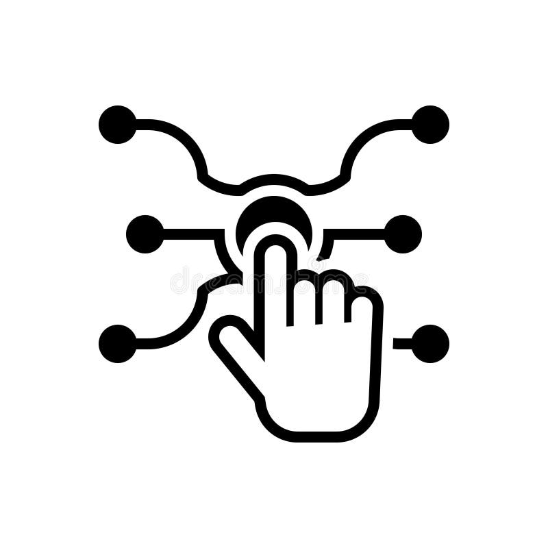 Black Solid Icon for Touchscreen Technology, Hand and Technology Stock ...