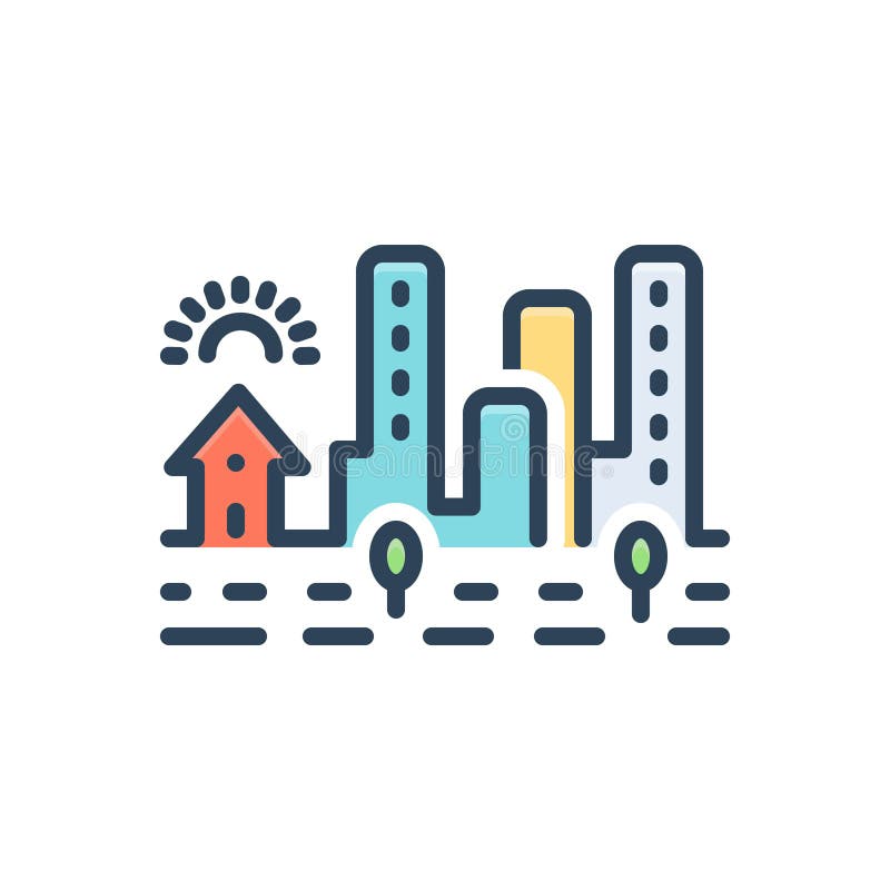 Color Illustration Icon for Township, Colony and Cityscape Stock ...